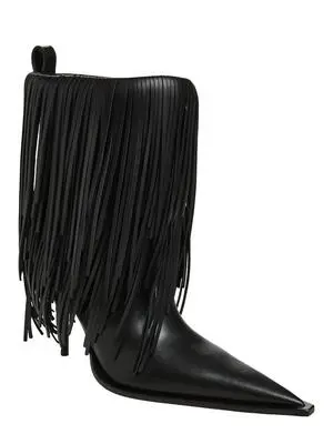 Balenciaga Avenue Fringe Pointed Toe Boots - Black