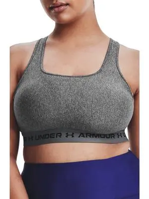Under Armour Heatgear® Mid Crossback Heather Sports Bra - 019 Charcoal Light H