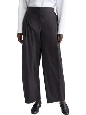 Lafayette 148 New York Cooper Pleated Barrel Leg Pants - Black