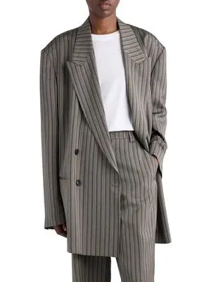 Dries Van Noten Bliss Stripe Double-breasted Blazer - Grey