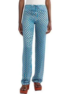 Dries Van Noten Pacha Devour Diagonal Stripe Drawstring Pants - Turquoise
