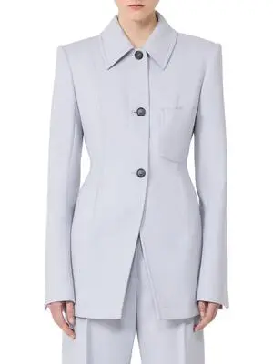 Sportmax Ottelia Stretch Gabardine Cutaway Jacket - Medium Grey