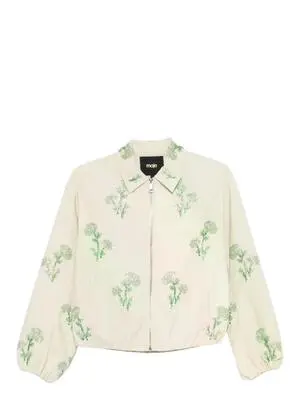 Maje Floral Zip Jacket - Neutrals