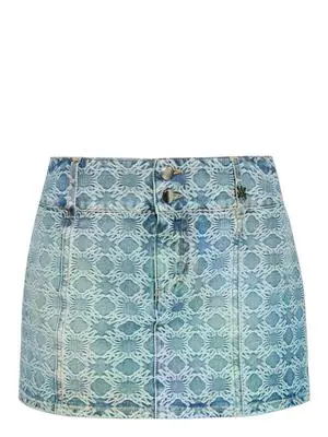 Amiri Patterned Denim Mini Skirt - Blue