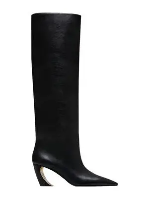 VANDA NOVAK Venus Knee-high Boots With Sculpted Heel - Black