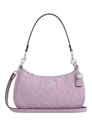 COACH® Teri Shoulder Bag In Signature Leather With Heart Charm - Patent Leather/silver/light Violet