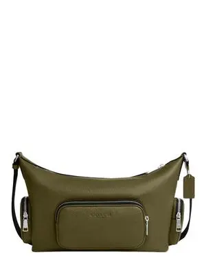 COACH® Finn Crossbody Bag With Pockets - Pebbled Leather/silver/olive