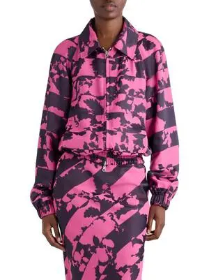 Dries Van Noten Vinnia Reversible Floral Jacquard Blouson Jacket - Fuchsia