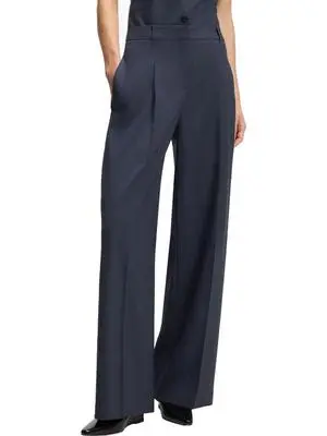 BOSS Tiana Flare-leg Virgin Wool Pants - Sky Captain