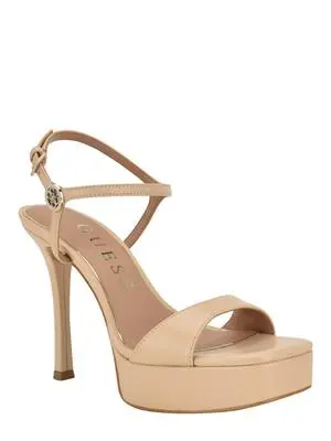 Guess Ankle Strap Platform Sandal - Light Natural