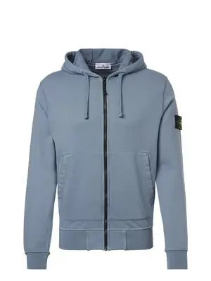 Stone Island Cotton Jersey Zip-up Hoodie - Blue