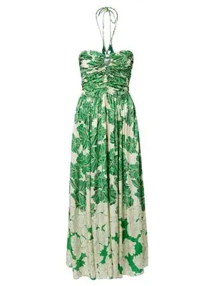 Poupette St Barth Avril Floral Halterneck Maxi Dress - Green