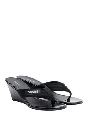 Coperni Logo Wedge Thong Sandals - Black