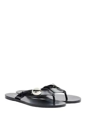 Coperni Logo Leather Thong Sandals - Black