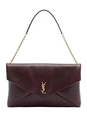 Saint Laurent Cassandre Xxl Leather Shoulder Bag - Burgundy
