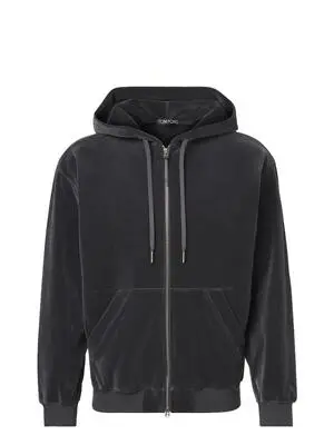 TOM FORD Velvet Zip-up Hoodie - Grey