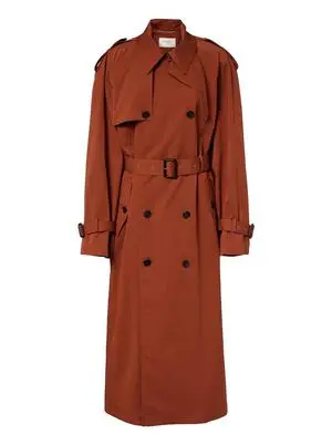 Saint Laurent Oversized Cotton And Silk Trench Coat - Brown