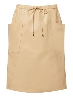 Alaïa Leather Pencil Skirt - Beige