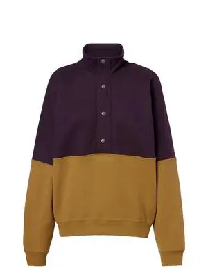 Saint Laurent Colorblocked Cotton Fleece Sweatshirt - Purple