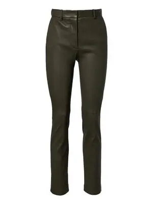 JOSEPH Leather Slim Pants - Green