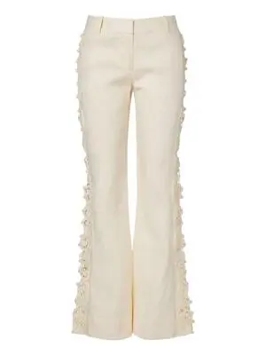 Zimmermann Awaken Embroidered Linen Flared Pants - White