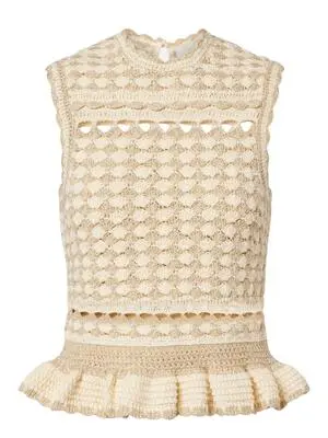 Zimmermann Wanderlust Lamé Crochet Tank Top - White