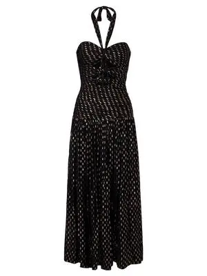 Zimmermann Daylight Halterneck Lamé Midi Dress - Black