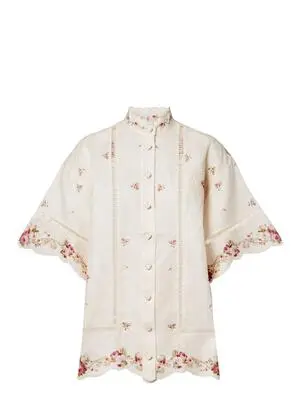 Zimmermann Patience Floral Linen Shirt - Pink