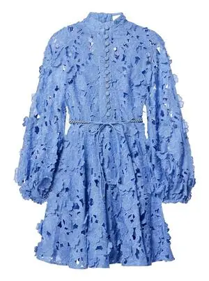 Zimmermann Patience Floral Lace Mini Dress - Blue