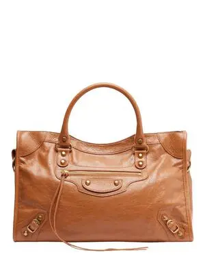 Balenciaga Le City Medium Leather Tote Bag - Brown
