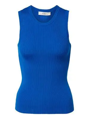 Chloé Ribbed-knit Wool Tank Top - Blue