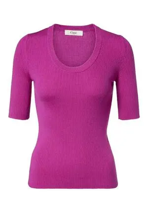 Chloé Ribbed-knit Wool Top - Purple