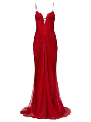 MARIA LUCIA HOHAN Maria Lucia Hohan Cecilia Draped Silk Gown Red