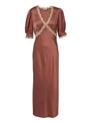 Rixo Annina Lace-trimmed Satin Maxi Dress - Pink