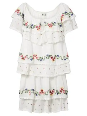 Rixo Leilani Embroidered Minidress - White