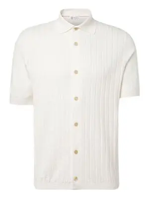 Brunello Cucinelli Ribbed Cotton Shirt - White