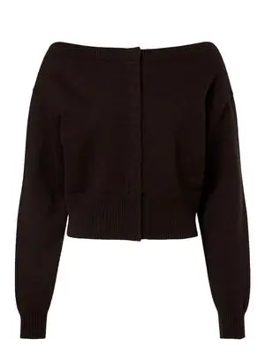 TOM FORD Off-shoulder Cashmere Cardigan - Brown
