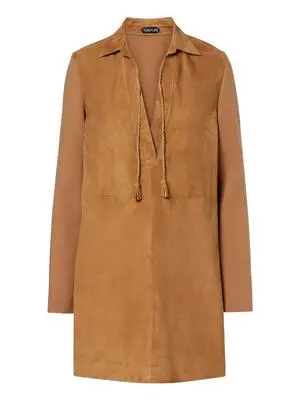 TOM FORD Wool-blend And Suede Minidress - Brown
