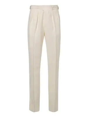 Rubinacci Linen Tapered Pants - White