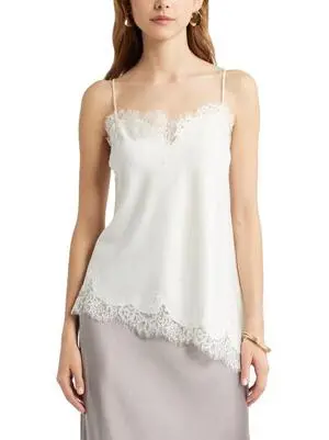 OPEN EDIT Lace Trim Satin Camisole - Ivory