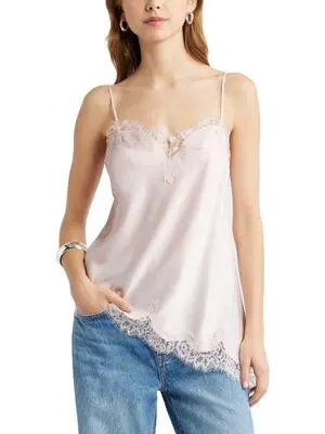 OPEN EDIT Lace Trim Satin Camisole - Pink Carinaria