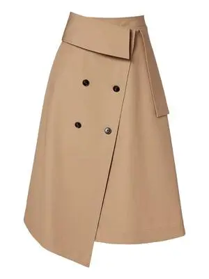 RÓHE Asymmetric Cotton Canvas Midi Skirt - Beige