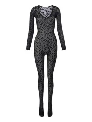 Wolford Sweet Dots Polka-dot Sheer Catsuit - Black