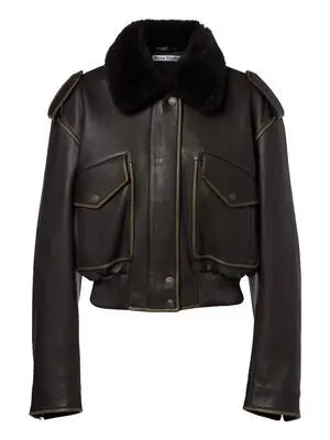 Acne Studios Leather Bomber Jacket - Brown
