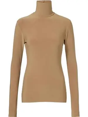 Norma Kamali Jersey Turtleneck Top - Beige