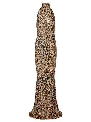 Norma Kamali Printed Turtleneck Jersey Gown - Yellow