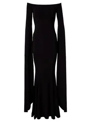 Norma Kamali Draped Off-shoulder Jersey Gown - Black
