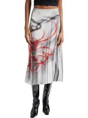 DIESEL® Satin Midi Skirt - Medium/white