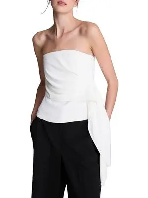 KENNETH COLE Pleated Strapless Top Oyster