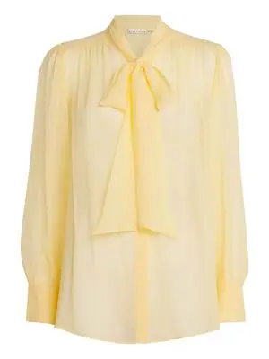 Alice + Olivia Tie-neck Blouse - Yellow